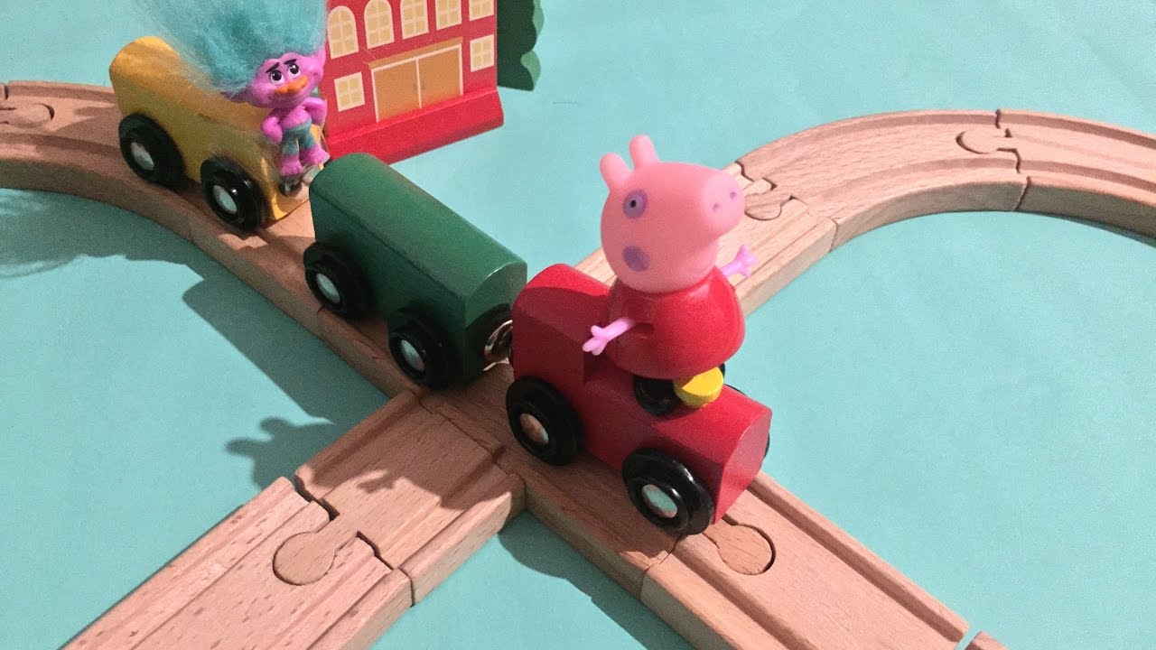 KidsToy build Wooden train tracks for peppa pig and Troll Creek from ...