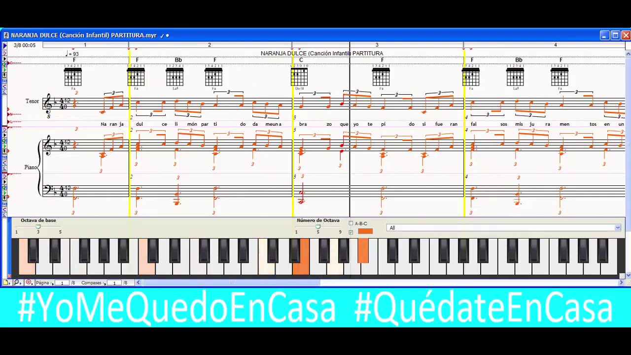 NARANJA DULCE (Canción Infantil) PARTITURA - YouTube