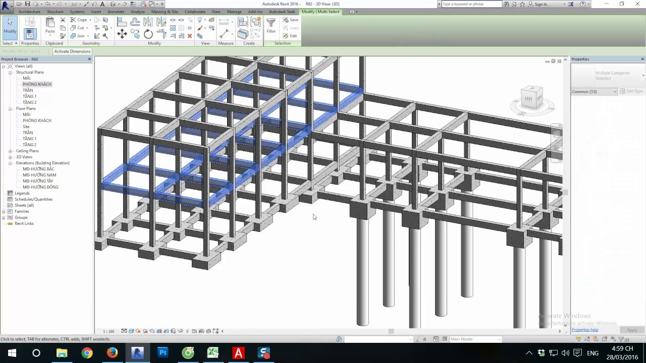 bài 1: Level-Grid-COLUNM-BEAM - Revit 2017 part 4 - YouTube