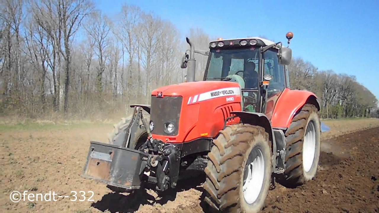 ploughing with Massey-Ferguson 6490 - YouTube