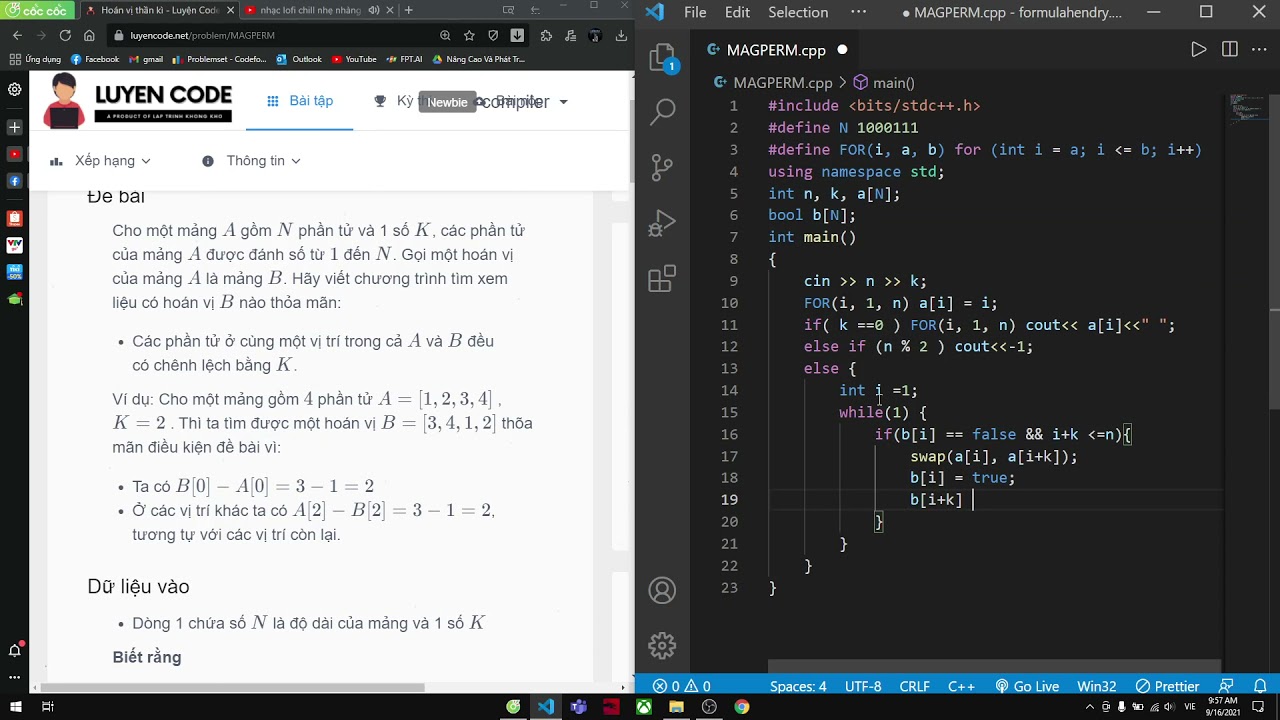 Giải bài MAGPERM - Hoán vị thần kì - luyencode (Mức trung bình) - YouTube