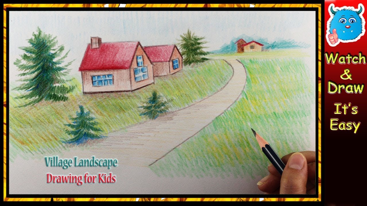 How to Draw Landscape Easy for Kids - YouTube