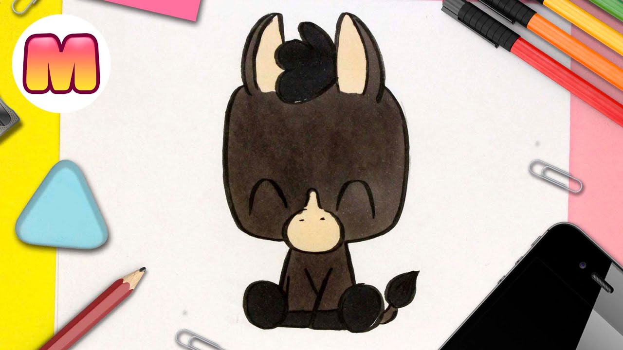 COMO DIBUJAR UN BURRO KAWAII 💖 Dibujos fáciles kawaii 💖 Dibuja animales ...