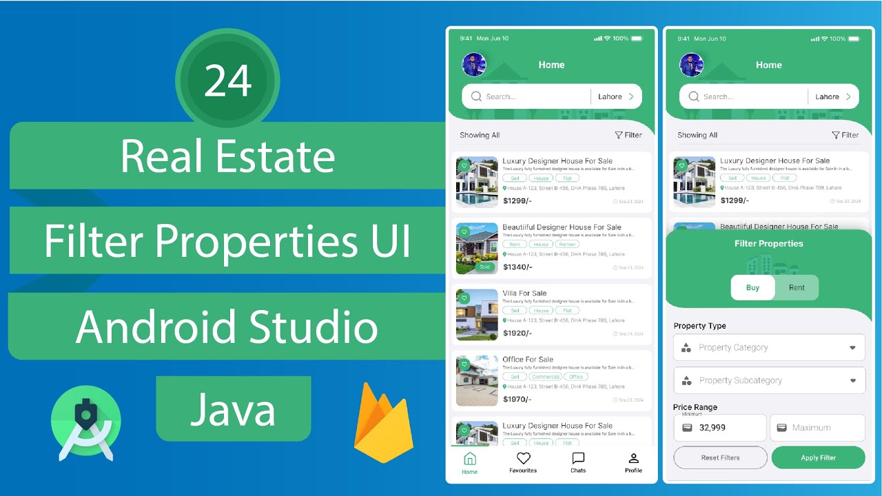 Real Estate App - 24 Filter Properties UI - Android Studio - Java - YouTube