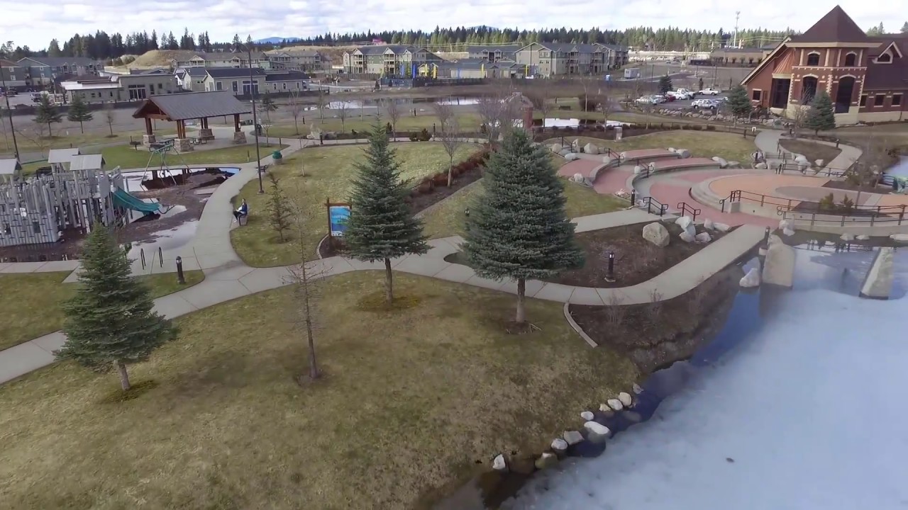 Flying a drone over Riverstone Park in Coeur d'Alene Idaho. DJI Phantom ...