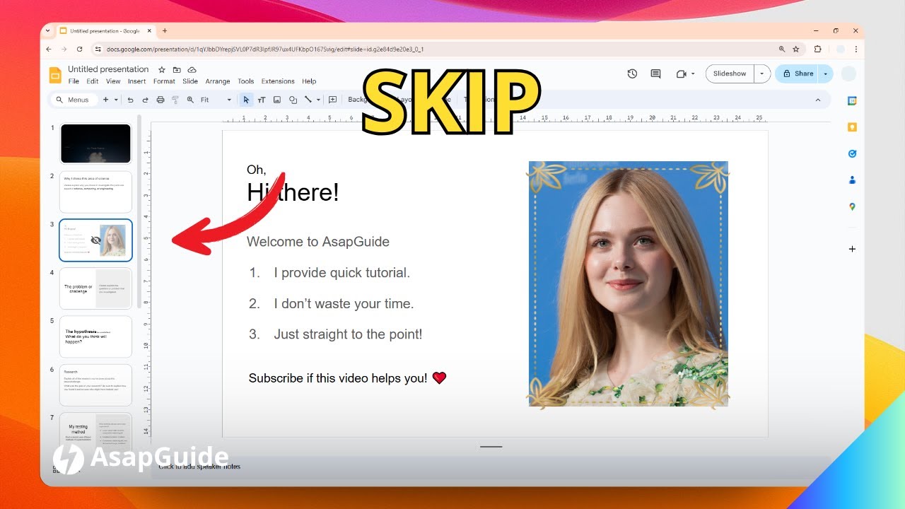 How to Skip a Slide in Google Slides - YouTube