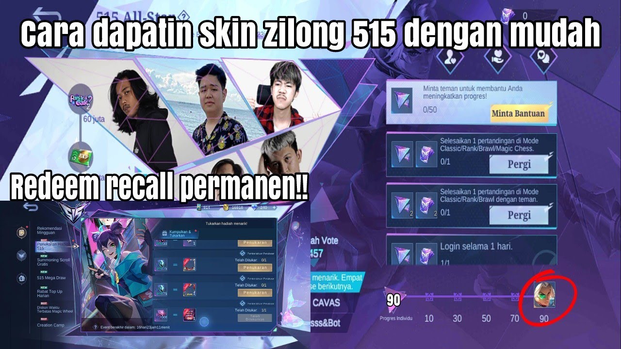 Cara dapatin skin zilong event 515 - YouTube
