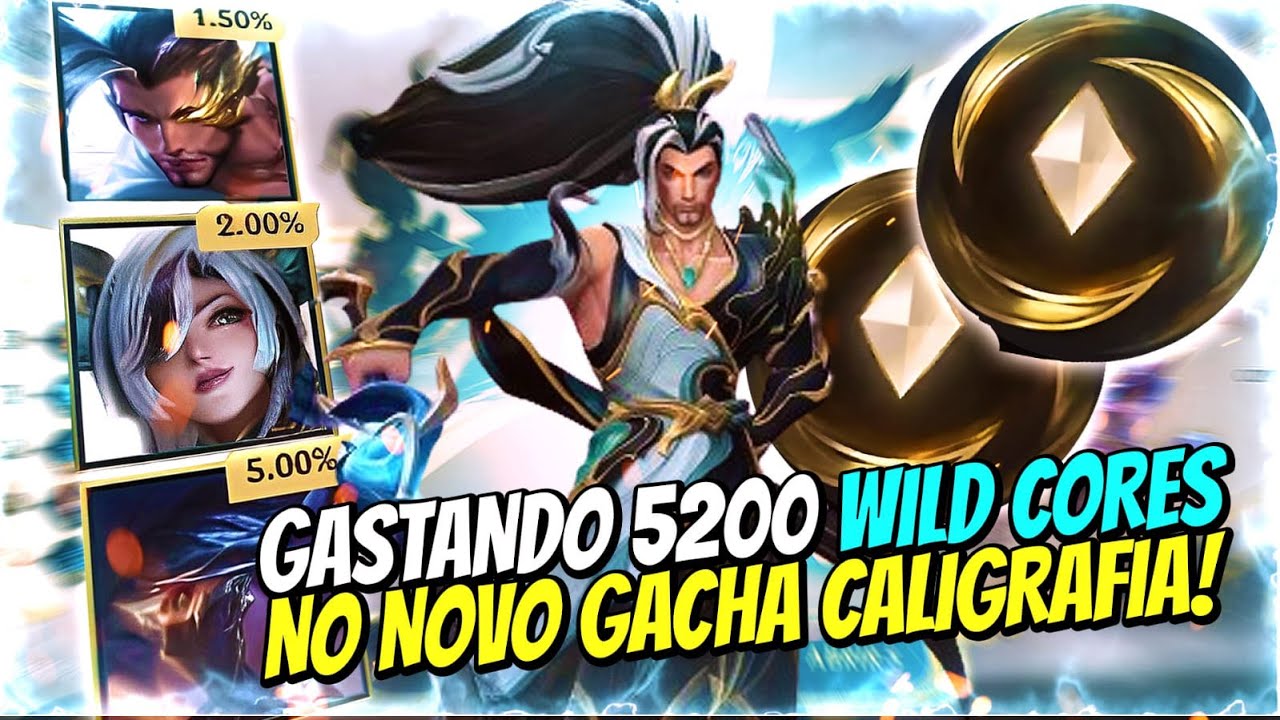 PEGANDO AS NOVAS SKINS CALIGRAFIAS DO GACHA COM 5200 WILD CORES! LoL ...