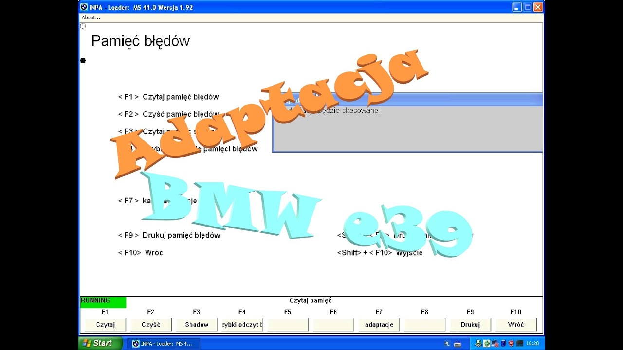 Przeprowadzenie adaptacji w BMW e39 silnik m52b25. #BMW #e39 #INPA ...