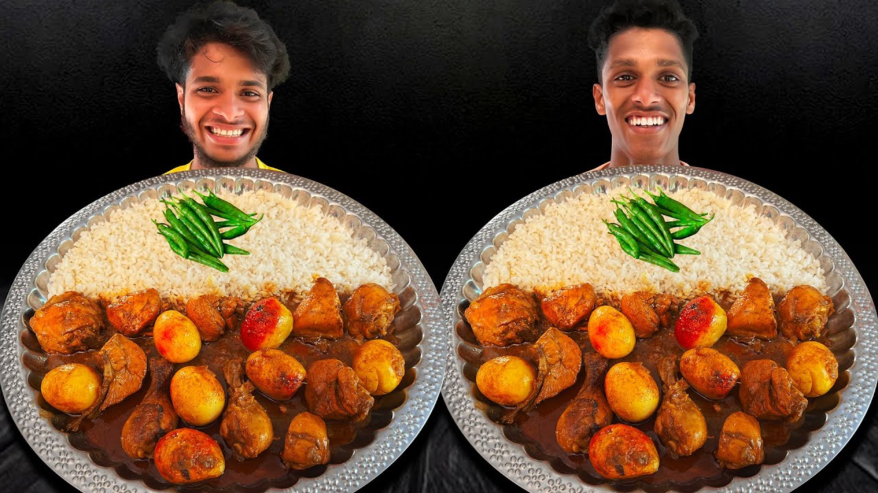Spicy Chicken Curry Egg Curry With Rice Eating Challenge/Competition ...