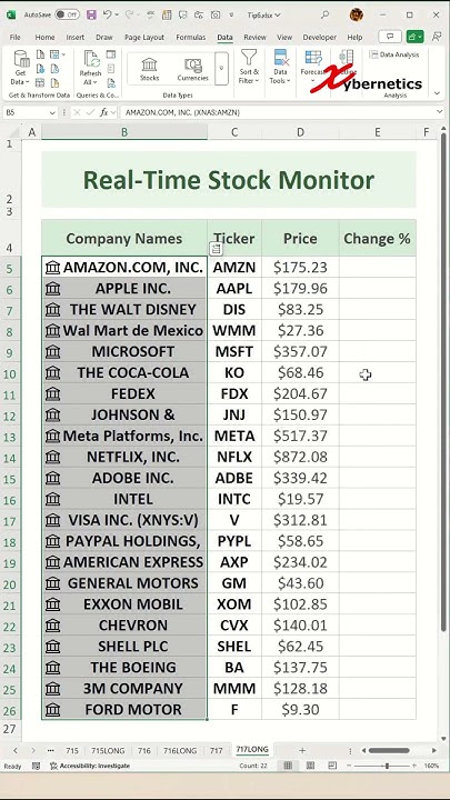 Real Time Stock Price in Excel - Excel Tips and Tricks - YouTube