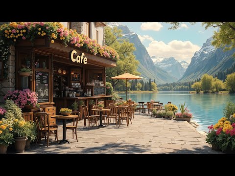 Relaxing Spring Jazz Music for Coffee Shop Ambience Beautiful Mountain Cafe Scene