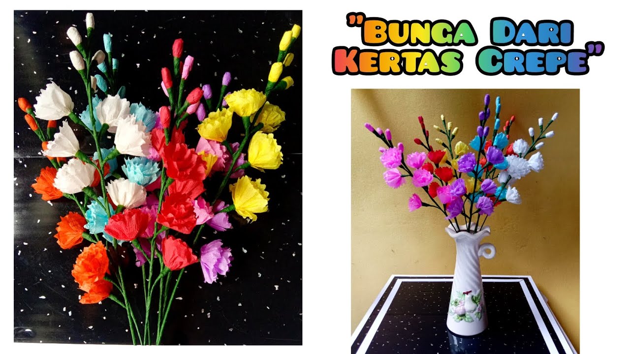 Cara Mudah & Praktis Membuat Bunga Dari Kertas Crepe | DIY Crepe Paper ...