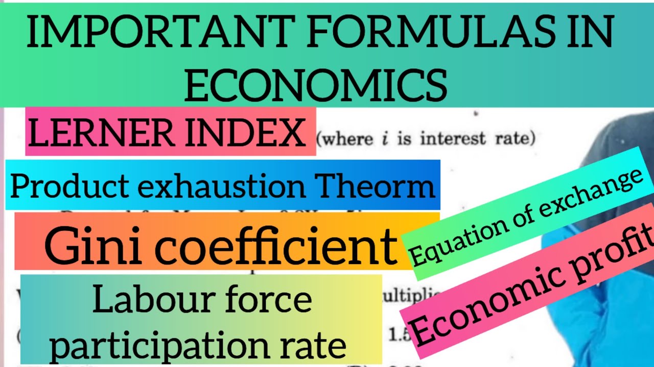 important formulas in economics | gini coefficient, adding up Theorm ...