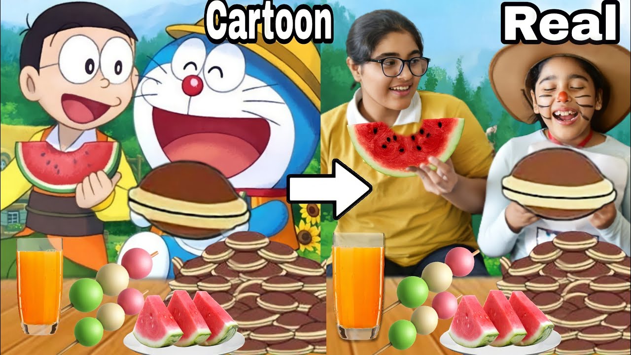 Eating Like Nobita and Doraemon For 24 hours |Doraemons Eating Doracake ...