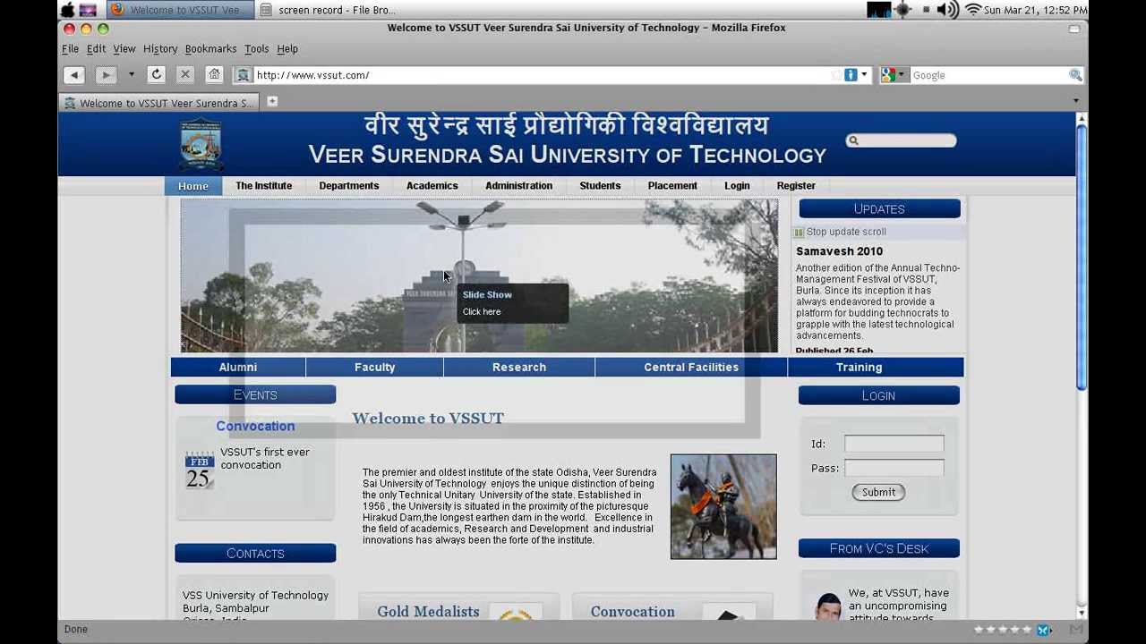 Demo: Prototype of planned official website VSSUT - YouTube