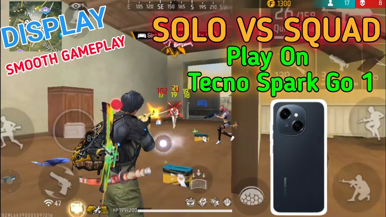 Solo vs Squad 🔥 Test Display Smooth Gameplay ⚡ By Tecno Spark Go 1 📱# ...