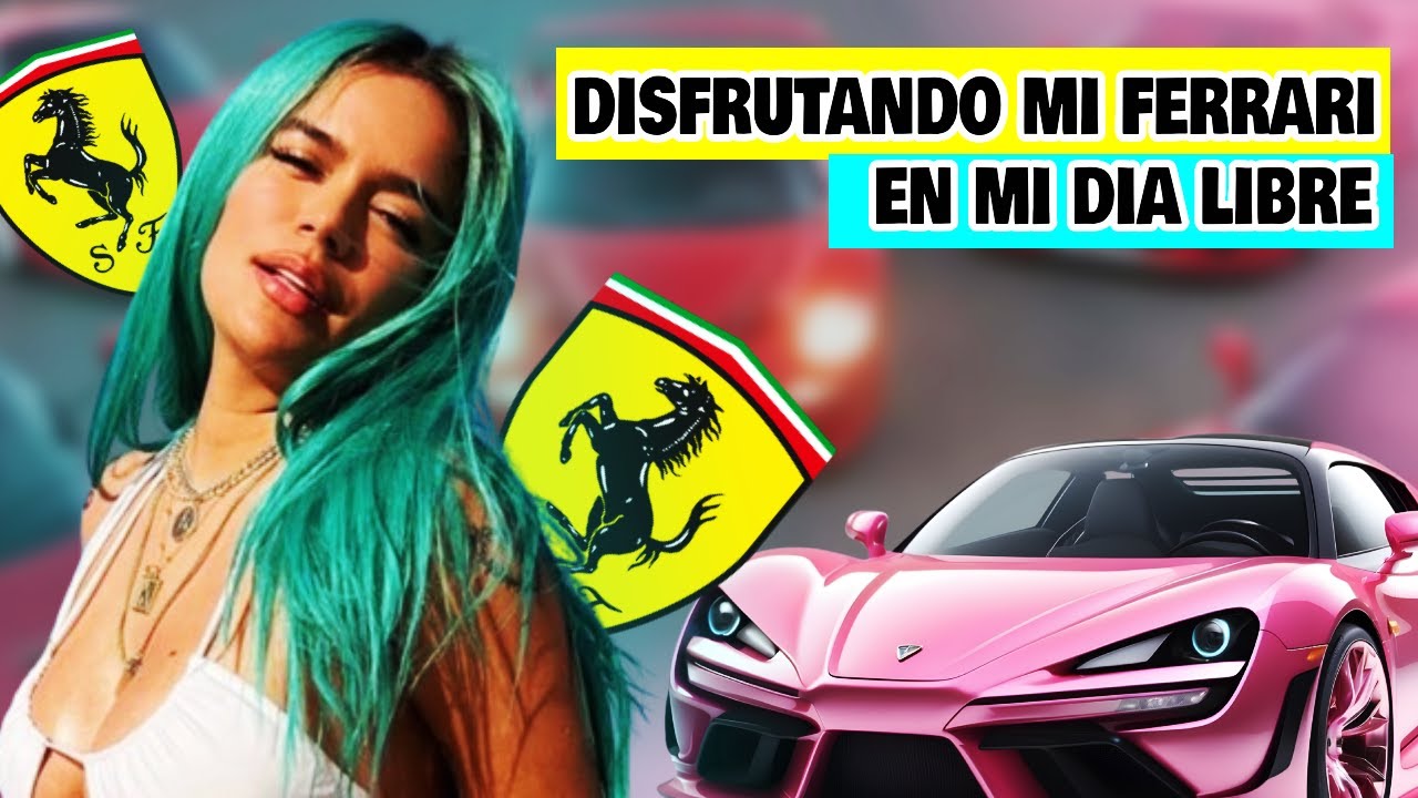Karol G sorprende con su magnifico Ferrari color Rosa - YouTube