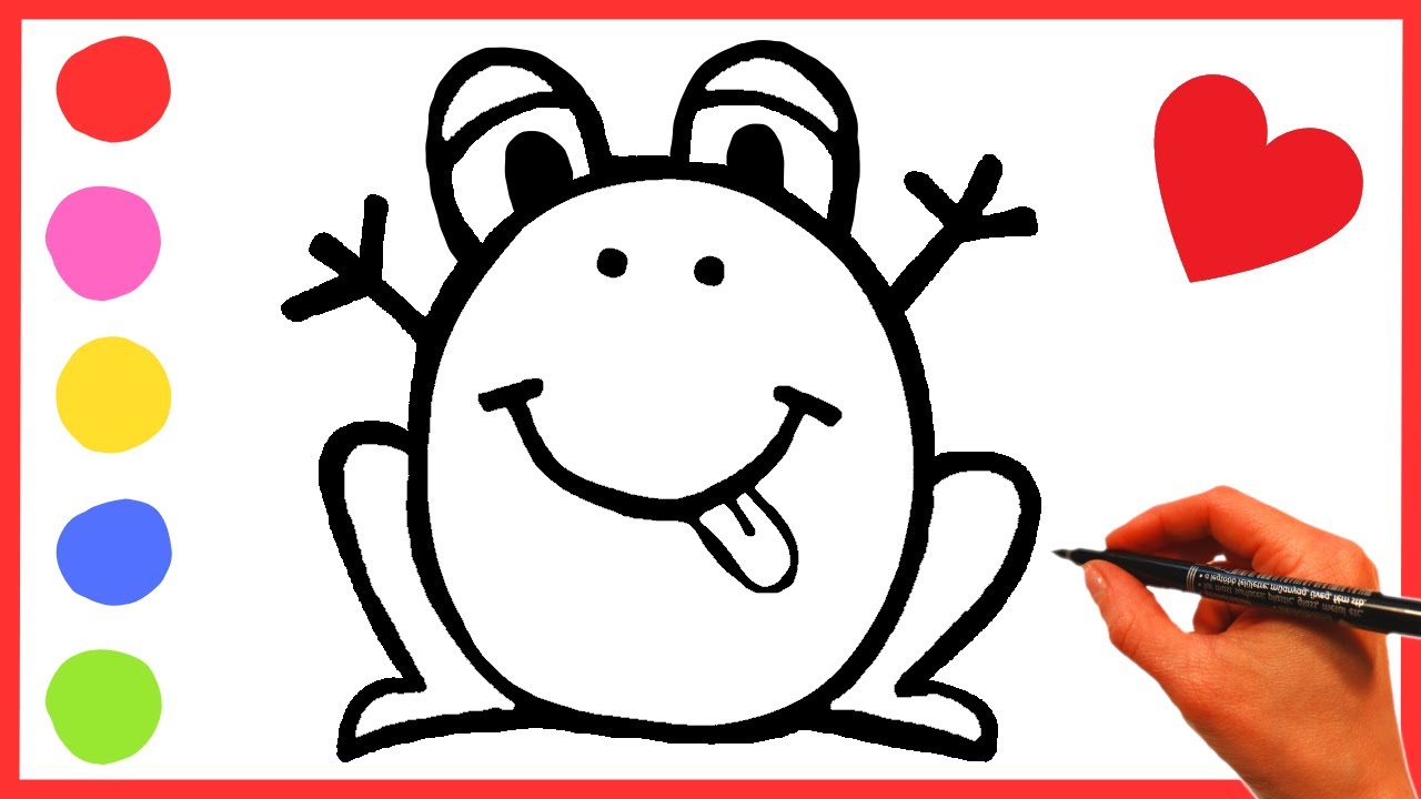 How to Draw a FROG | Easy Step by Step FROG Drawing and Coloring for ...