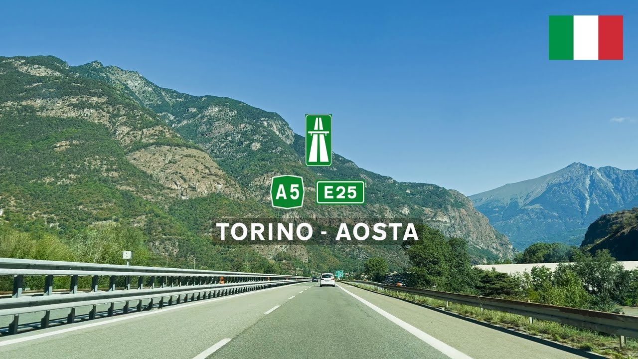 Driving in Italy: Autostrada A5 E25 from Torino to Aosta - YouTube