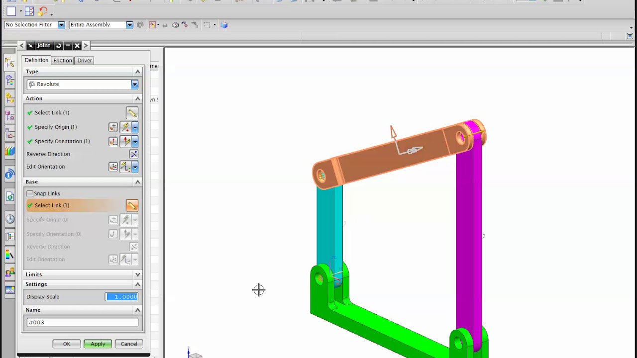 Creating revolute joints in NX Motion - YouTube