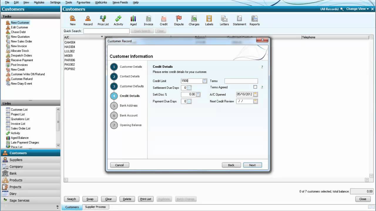 Sage Line 50 Enter new customer - YouTube