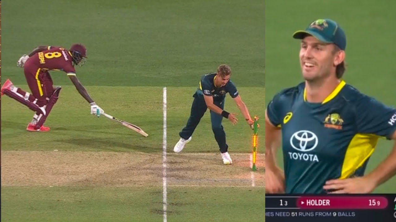 Mitchell Marsh get angry on umpire call not out | Alzarri Joseph run ...