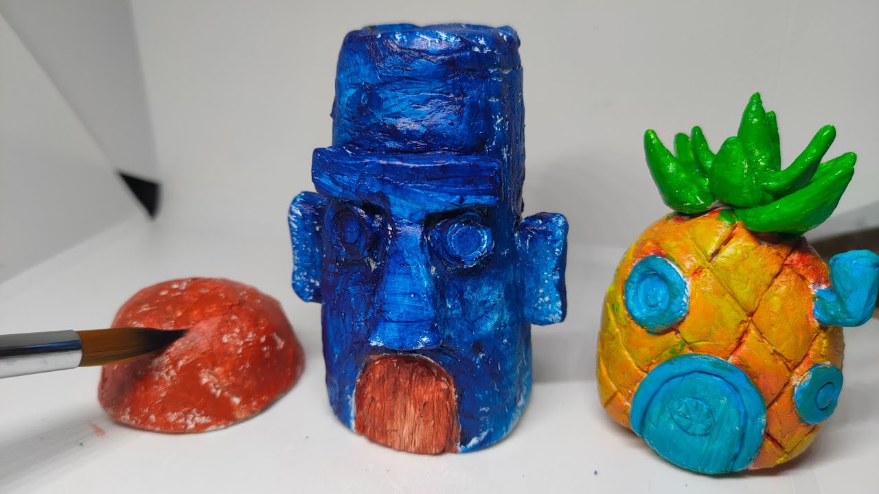 MEMBUAT RUMAH SPONGEBOB PATRICK DAN SQUIDWARD DARI CLAY - YouTube