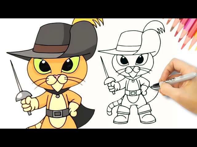 Como Dibujar Gato Con Botas Kawaii Paso A Paso Dibujos