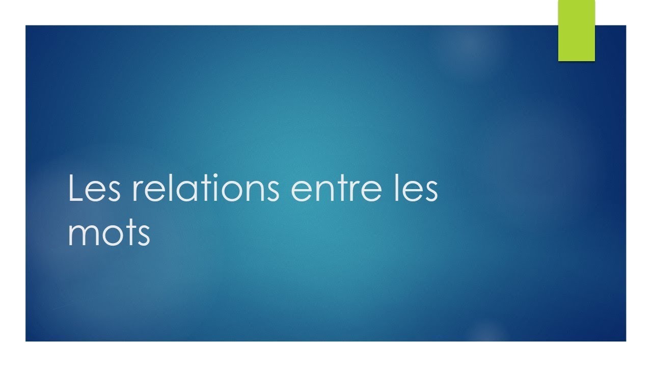 Les relations entre les mots - YouTube