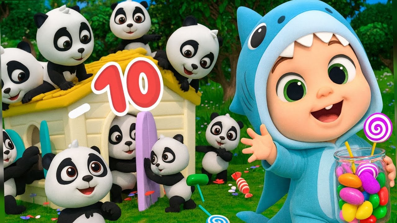 Counting 10 Little Pandas | Hanutoons Nursery Rhymes & Kids Songs - YouTube