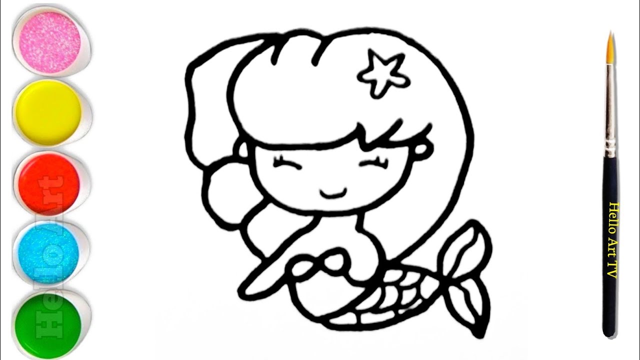 Beautiful mermaid Drawing | How to Draw a Cute Mermaid | Hello Art Tv ...
