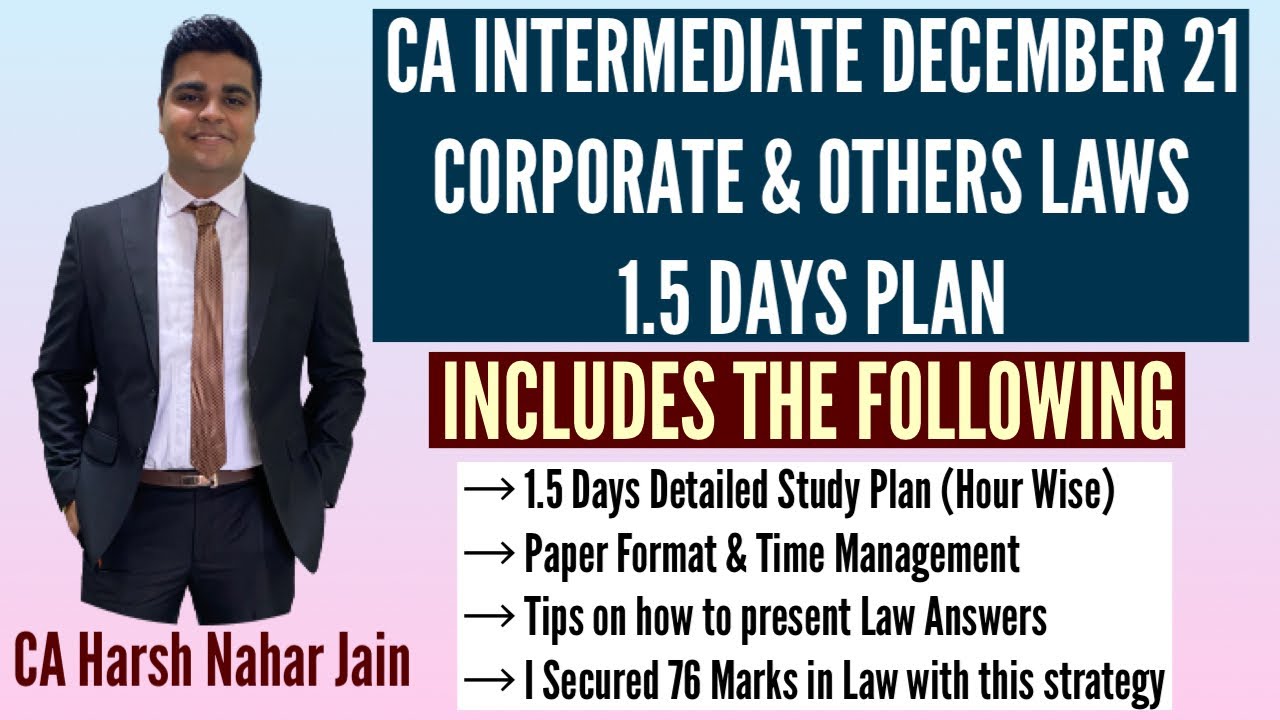 CA INTER LAW 1.5 DAYS PLANNER | December 21 | Must Watch - YouTube