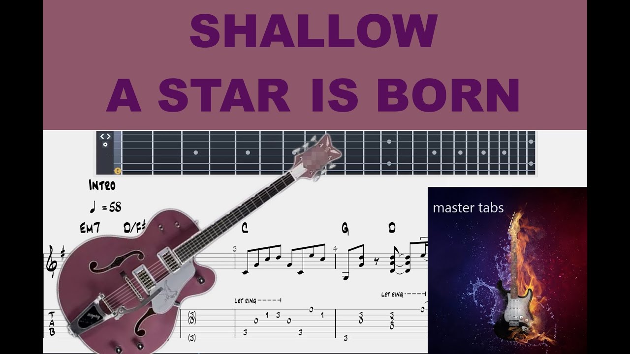 #SHALLOW#Bradley Cooper Lady Gaga#|Guitar Tab| TUTORIAL#Mastertabs# ...