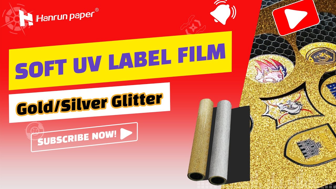 UV Label Film Gold/Silver Glitter | Hanrun paper UV Printing Solution ...
