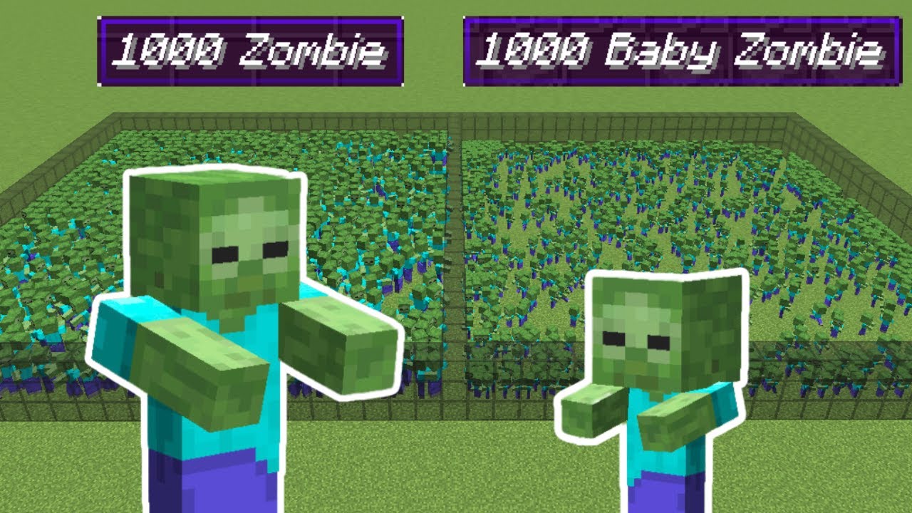 1000 zombies vs 1000 baby zombies | Minecraft Mob Battle - YouTube