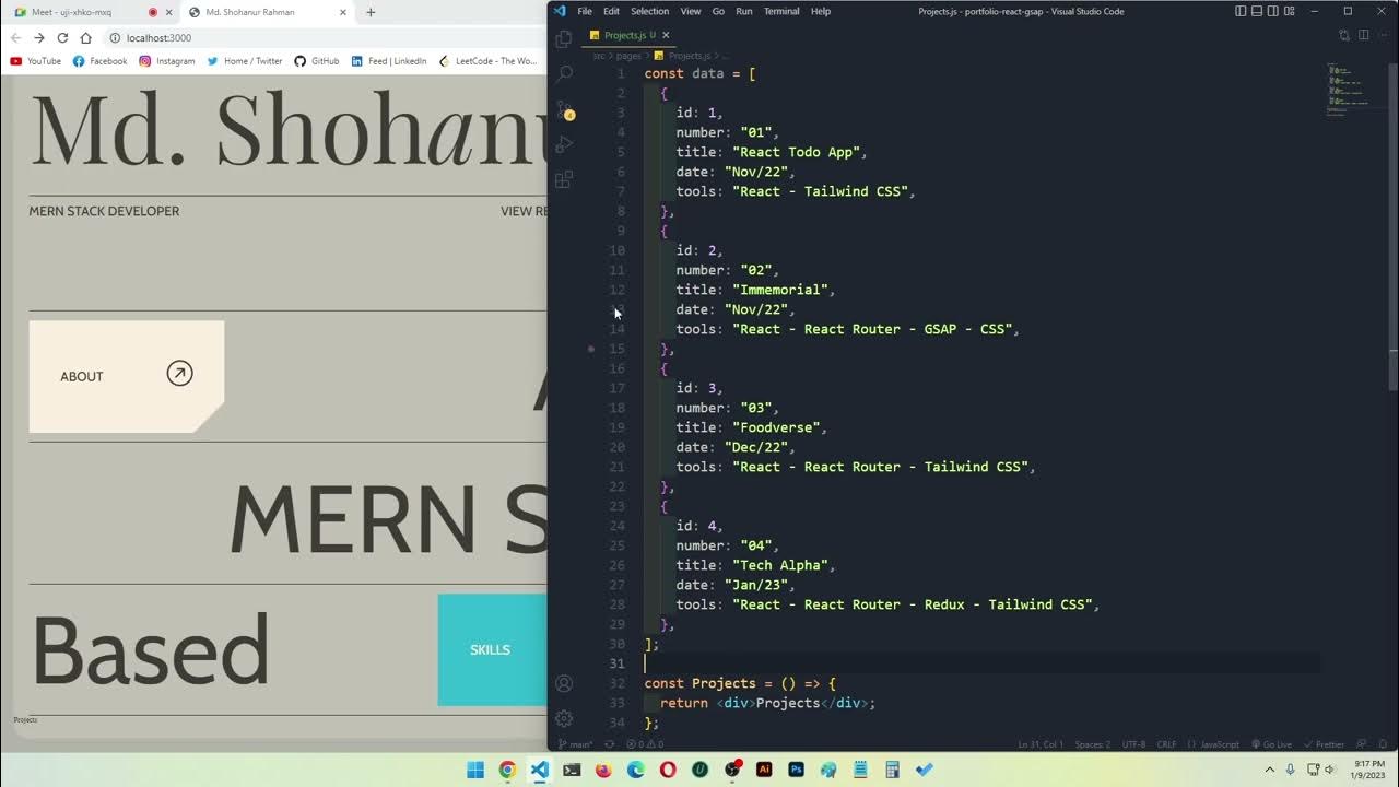portfolio using react and gsap day 2 - YouTube