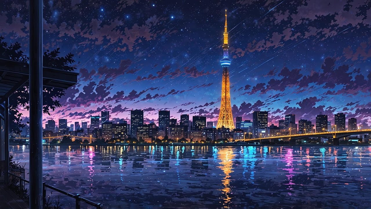 Japanese Tokyo Tower Night Lo-fi 🌃 80s & 90s Nostalgic Chill Beats ...