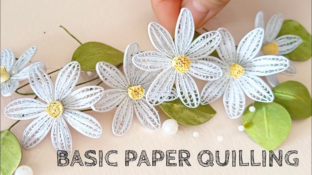 Easy Paper Quilling Flowers with leaves for beginners | BASIC PAPER ...