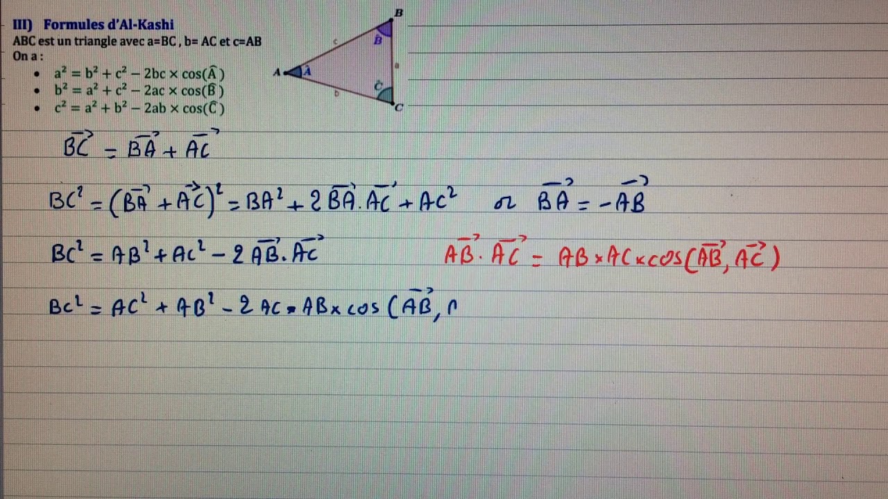 Formules d'Al Kashi 1ereG - YouTube