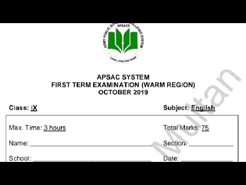 APS FIRST TERM ENGLISH PAPER CLASS 9TH || APSACS CLASS 9 TH PAST PAPERS ...