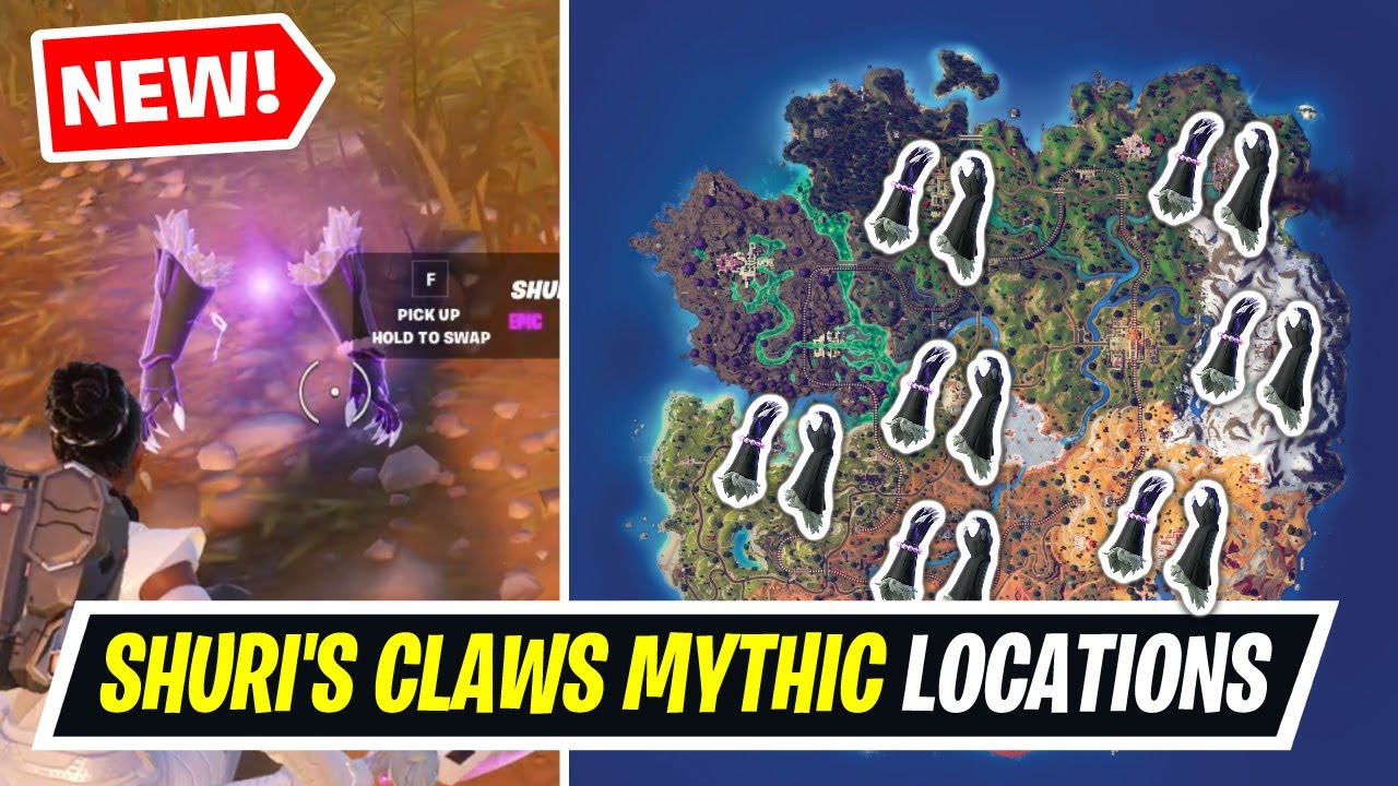 Fortnite All NEW MYTHIC Shuri's Claws locations Gameplay - Where to ...