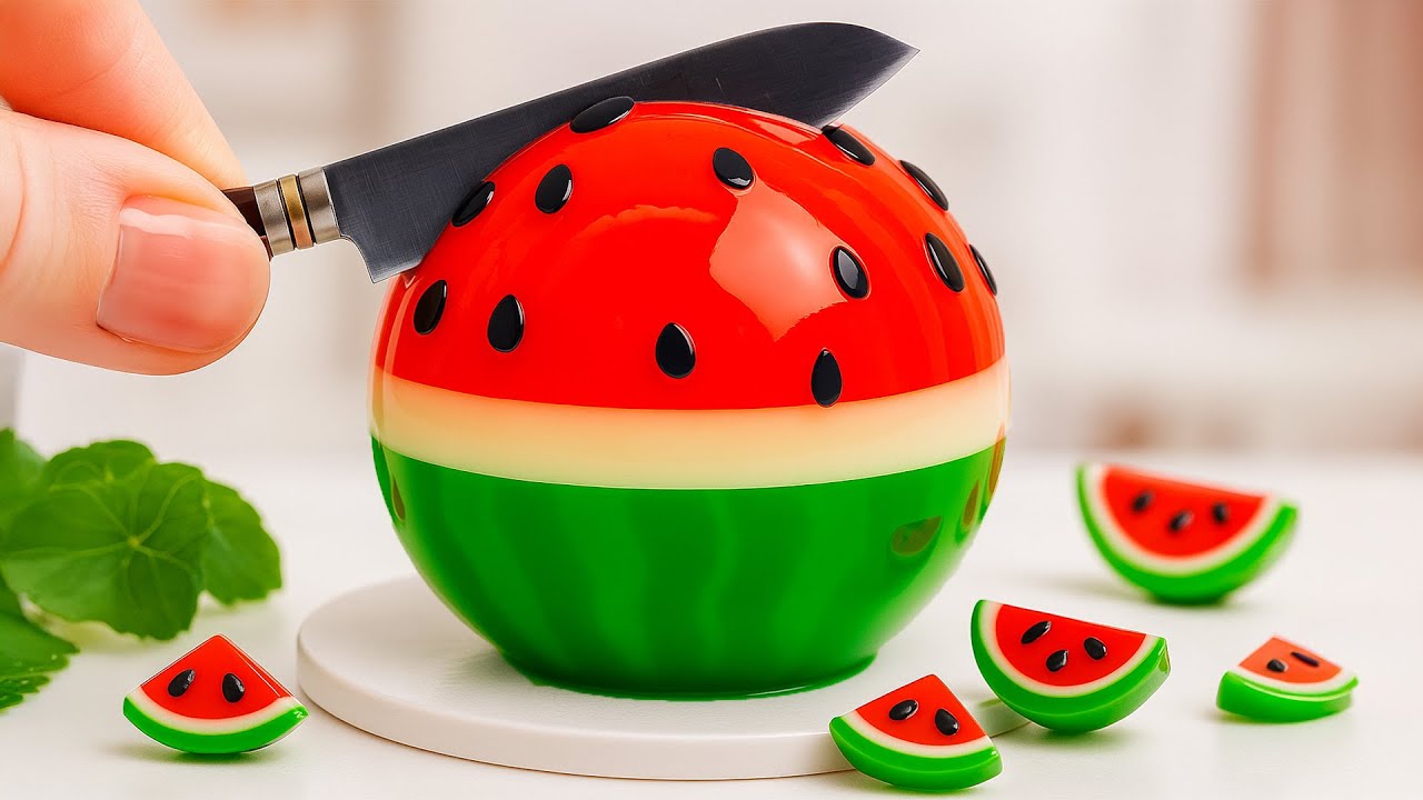 🍉Amazing Miniature Watermelon Jelly Recipe🍉Best Mini Fruit Jelly ...