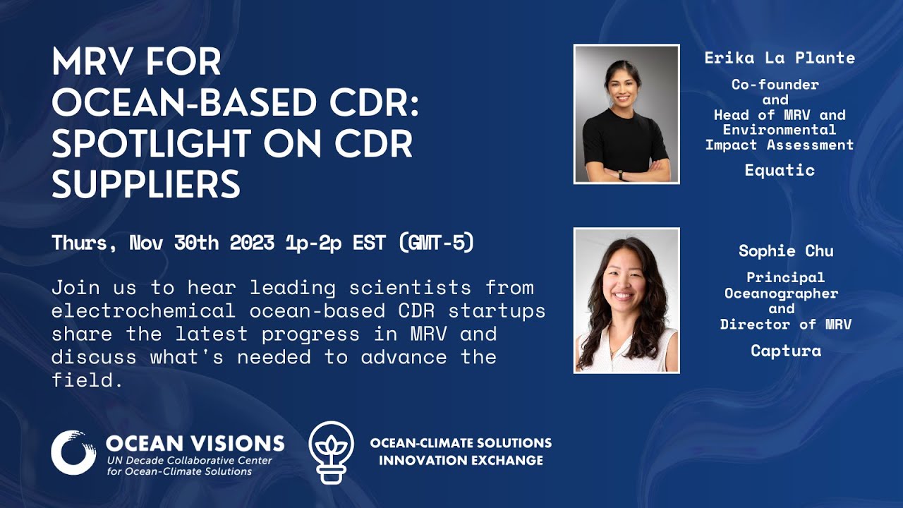 Ocean-Climate Solutions Innovation Exchange | MRV for Ocean Based CDR ...