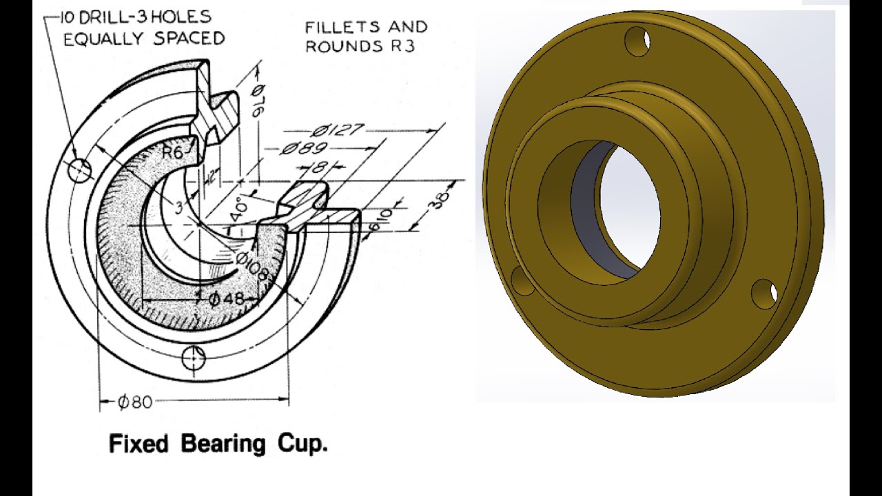 Fixed Bearing Cup in SolidWorks | SolidWorks Tutorial | Part Design ...