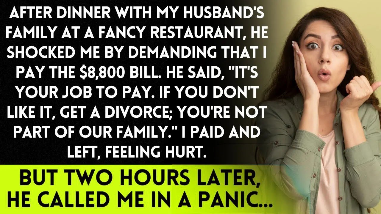 After Dinner Husband Demands I Pay $8,800 or Get Divorced - YouTube