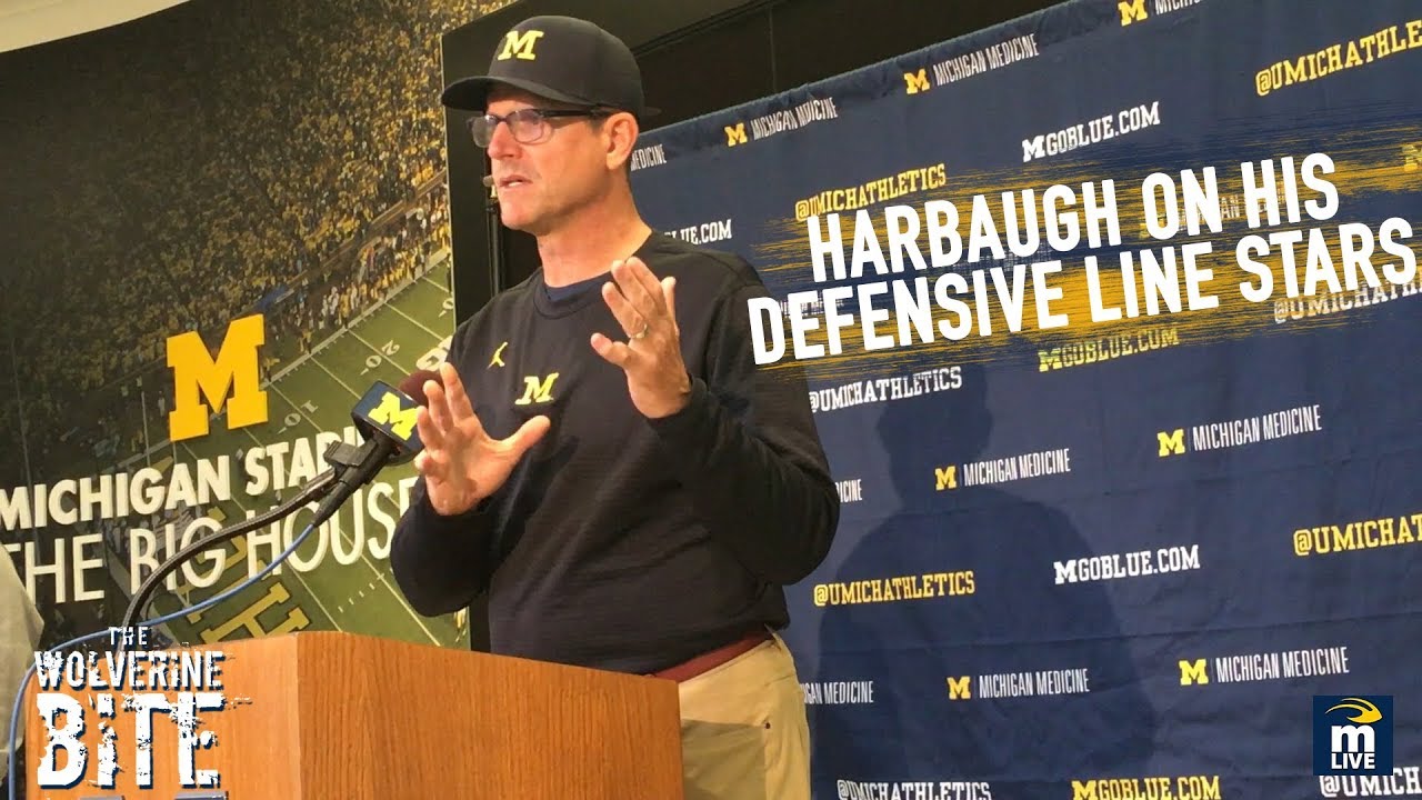 Harbaugh on his defensive line stars Rashan Gary, Maurice Hurst - YouTube