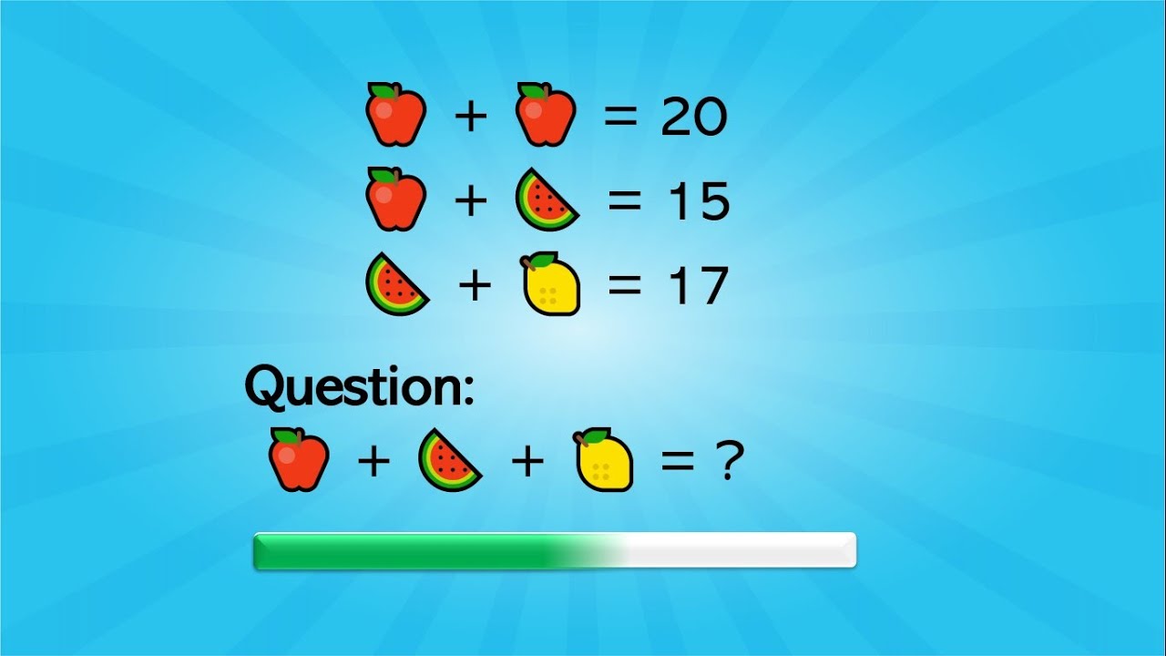 Emoji Math Puzzle Quiz | Math Quiz Fruit Emoji - YouTube