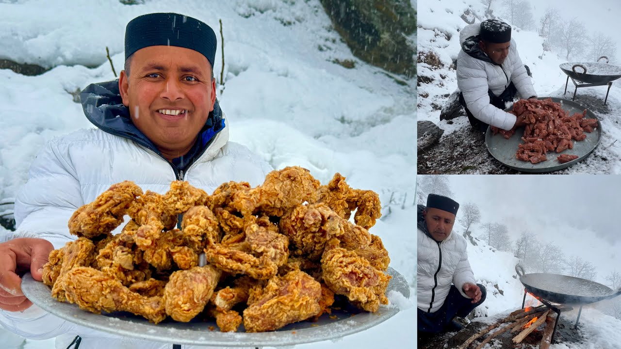 Cooking 20 KG Fried Chicken On a Snowy Winter Day | Life in a Snowy ...