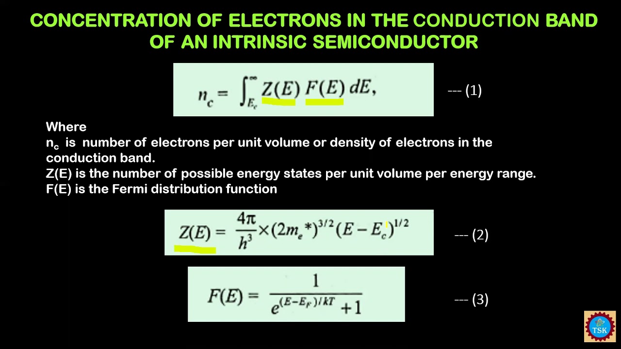 CONCENTRATION OF ELECTRONS IN THE CONDUCTION BAND OF AN INTRINSIC ...